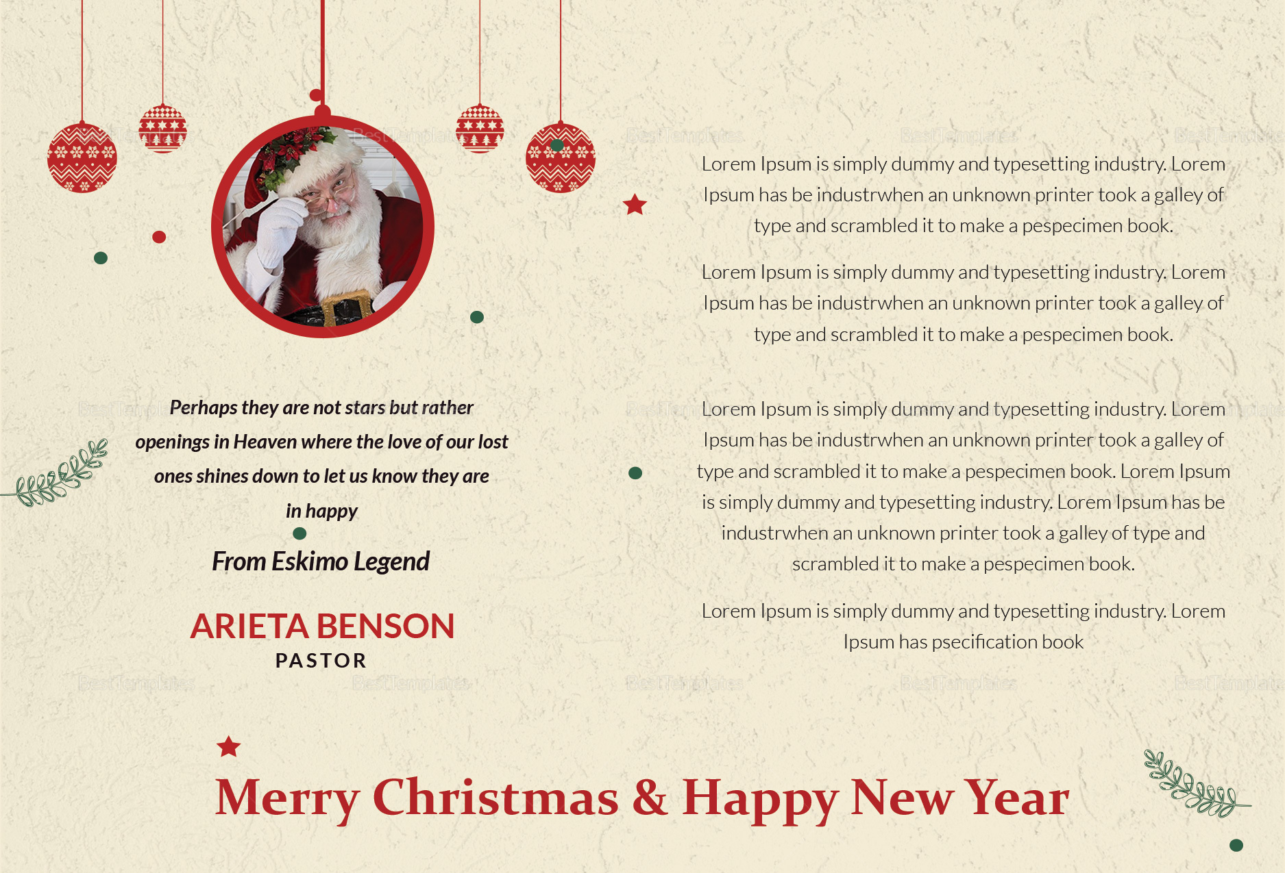 Christmas Tree Postcard Template in Adobe Photoshop