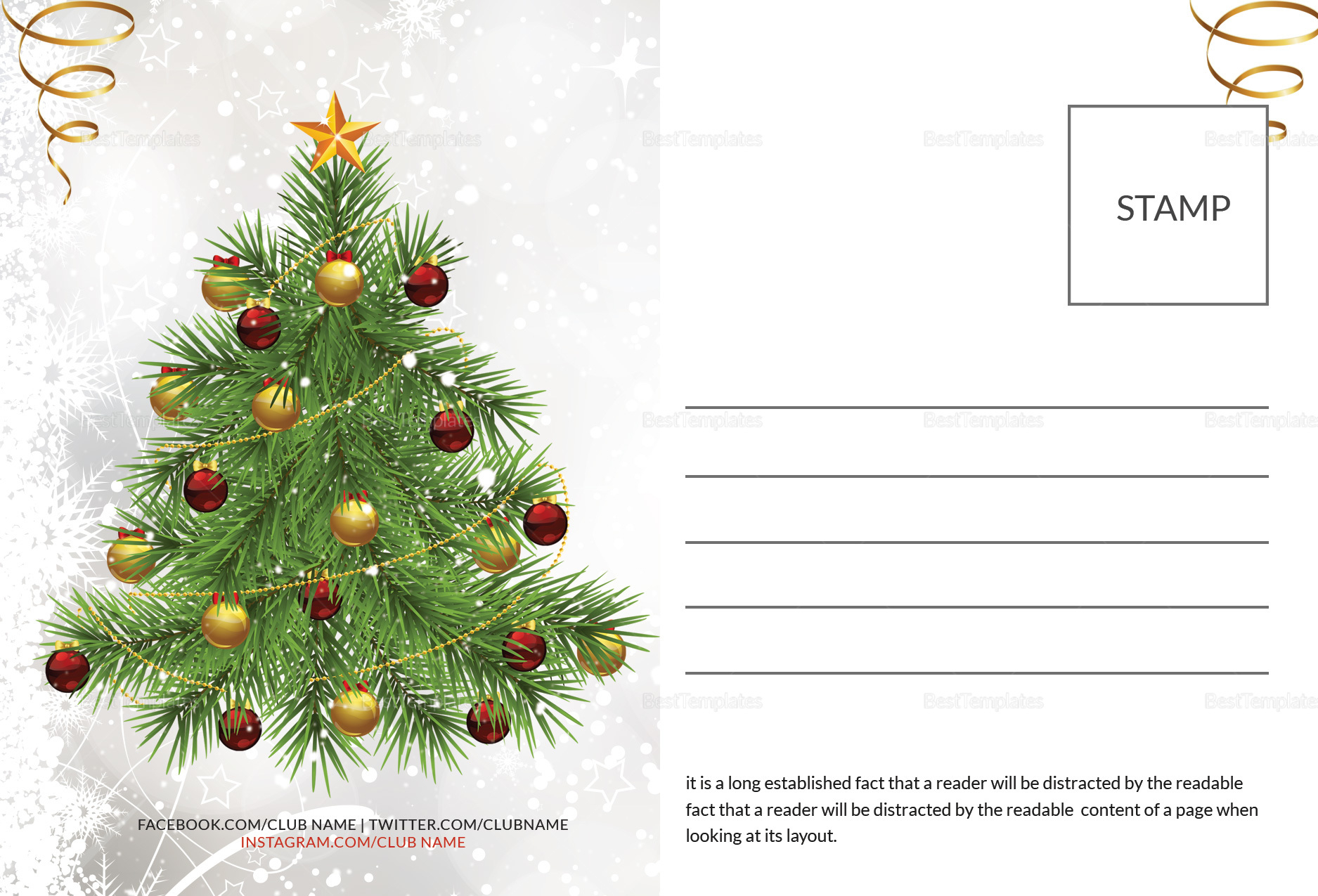 Christmas Postcard Word Template