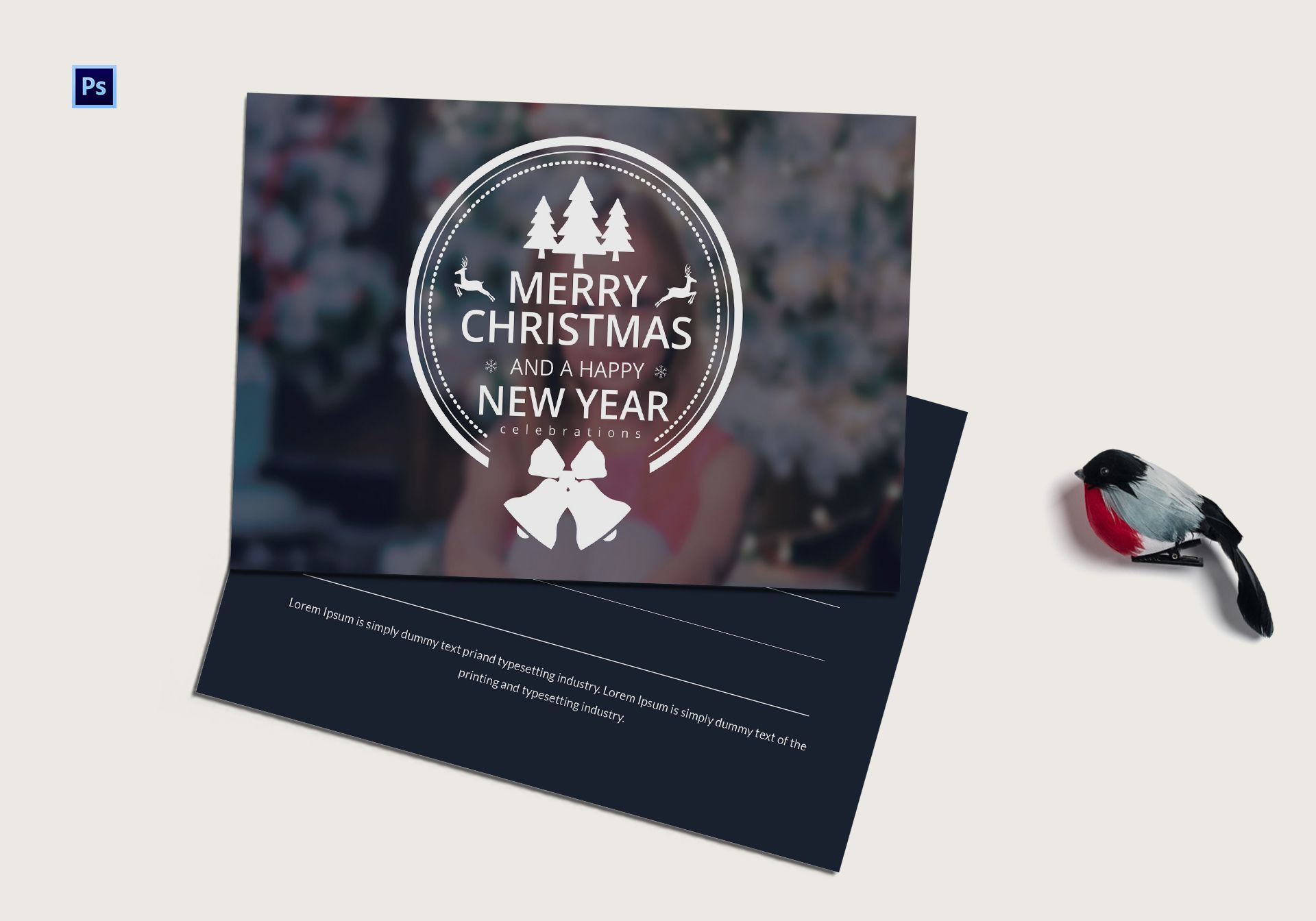 Premium Christmas Postcard Template in Adobe Photoshop