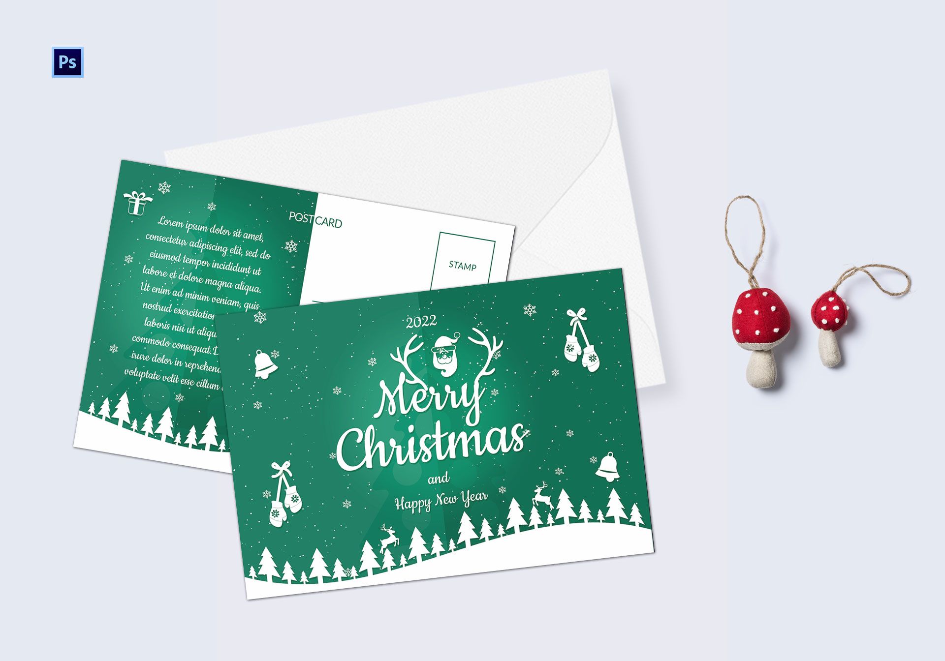 Sparkling Christmas Postcard Template in Adobe Photoshop