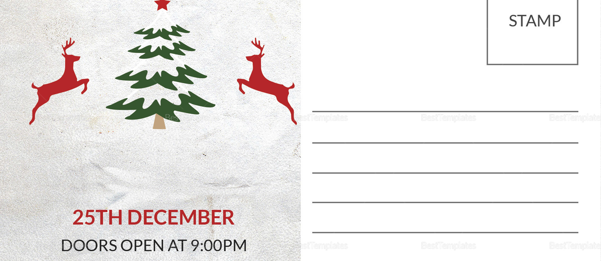 Printable Christmas Postcard Template in Adobe Photoshop