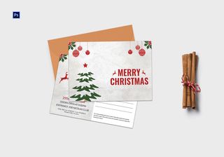 Printable Christmas Postcard Template in Adobe Photoshop