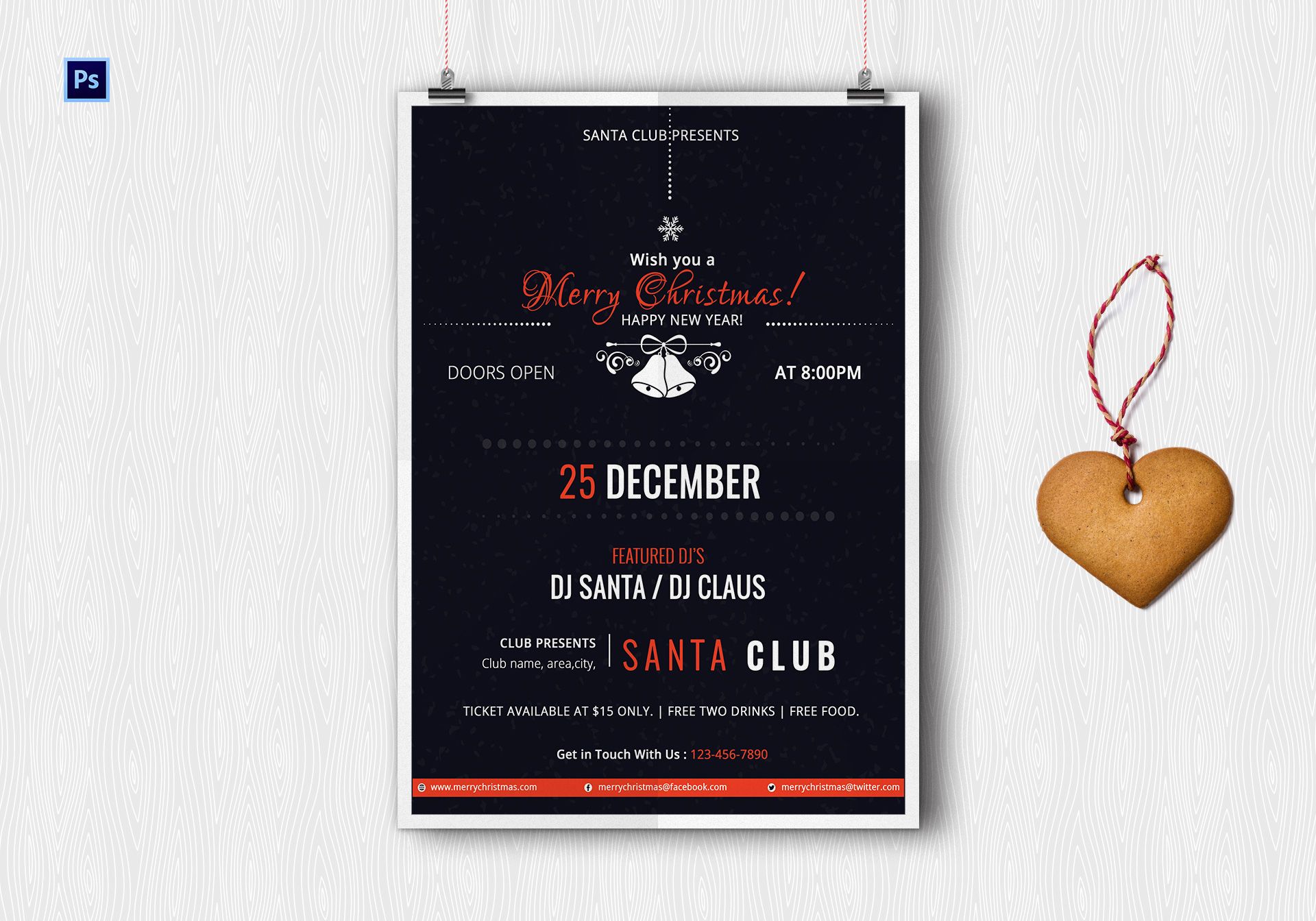 Christmas Club Party Poster Template in Adobe Photoshop