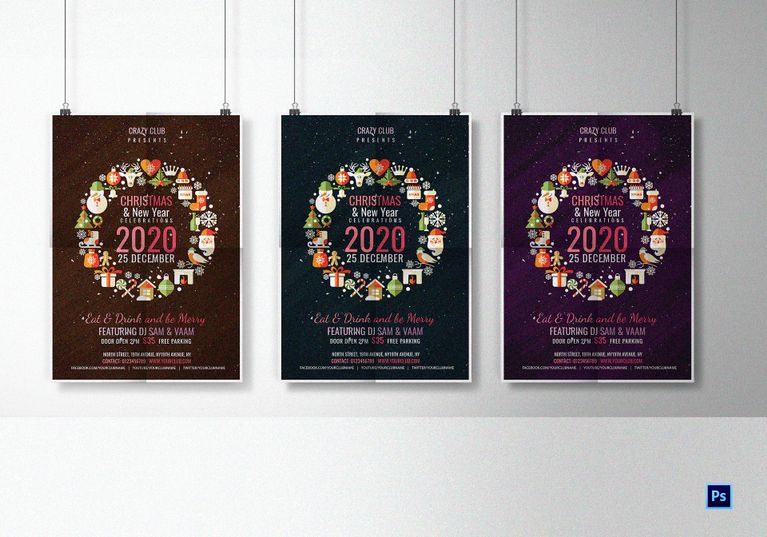 Modern Christmas Poster Template in Adobe Photoshop