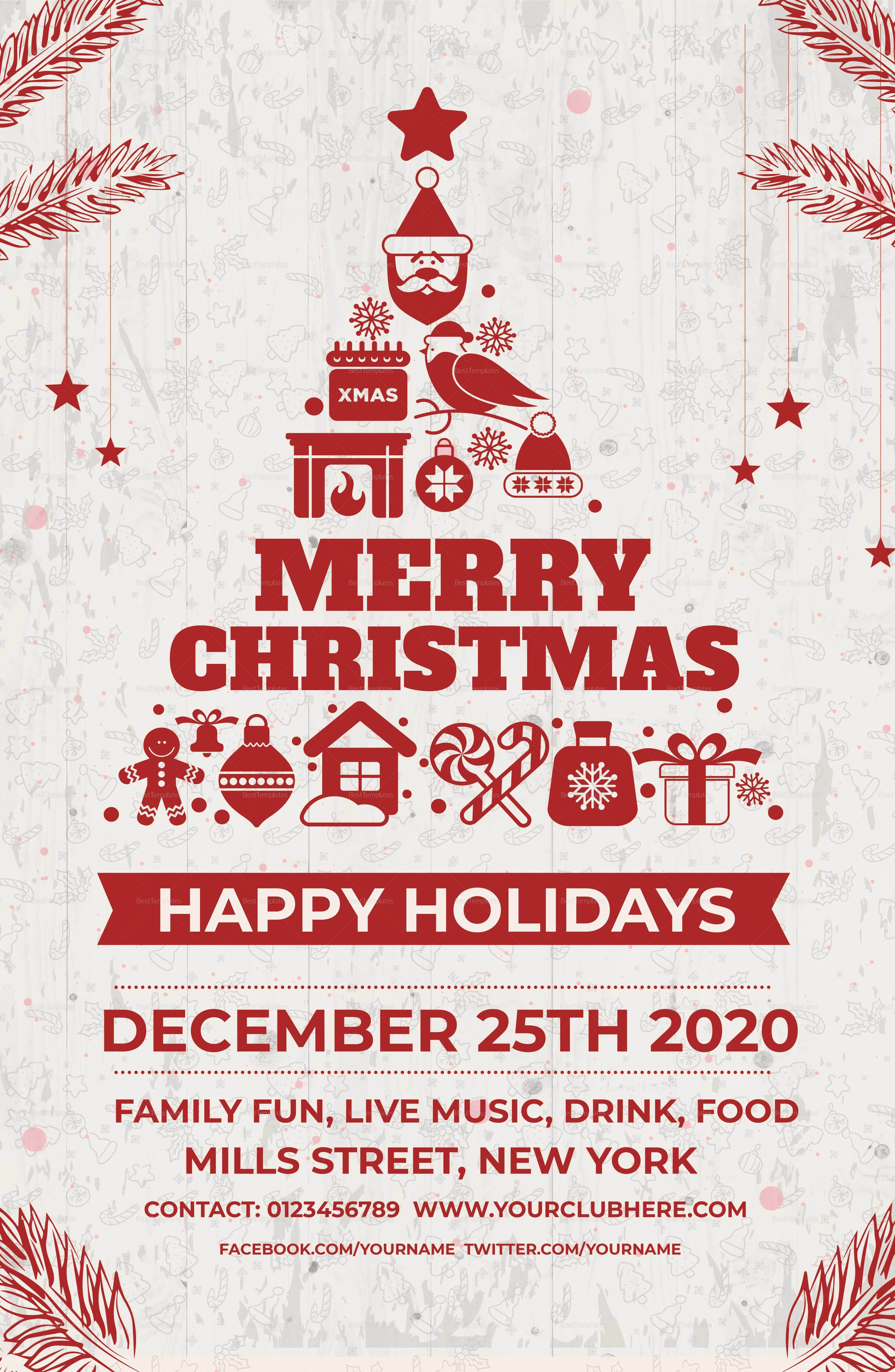 Christmas Holiday Poster Template In Adobe Photoshop
