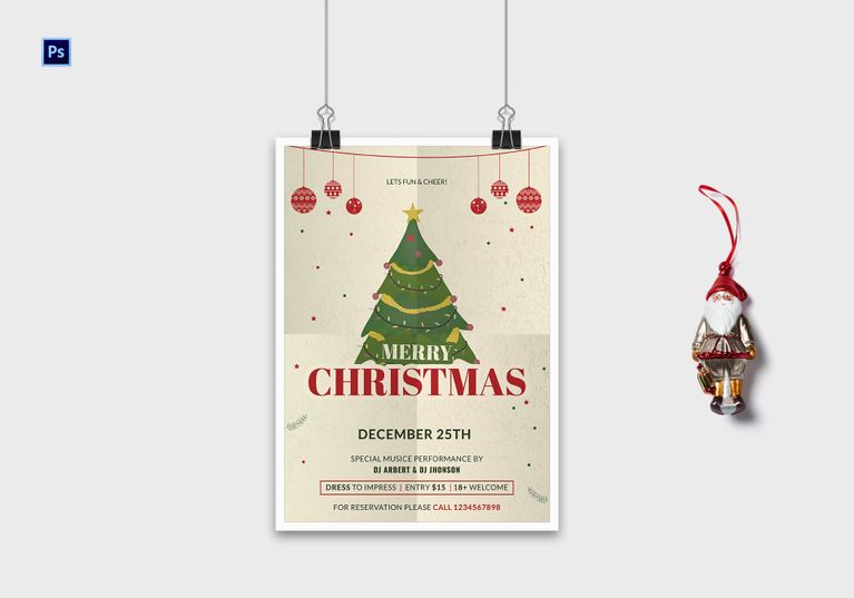 Christmas Tree Poster Template in Adobe Photoshop