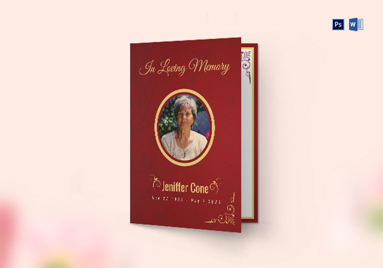 Funeral Program Bi-fold Brochure Template in Adobe Photoshop, Microsoft ...
