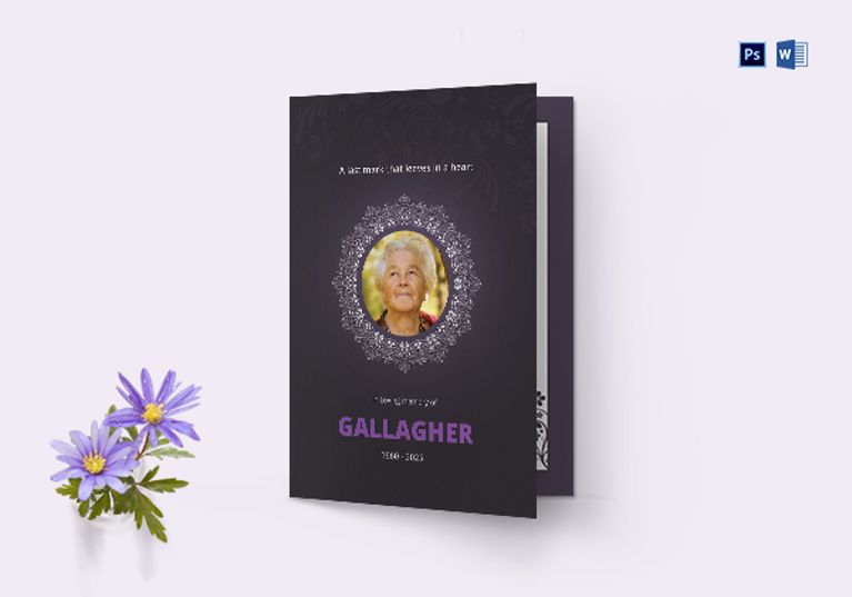 Eulogy Program Bi-fold Brochure Template in Adobe Photoshop, Microsoft Word
