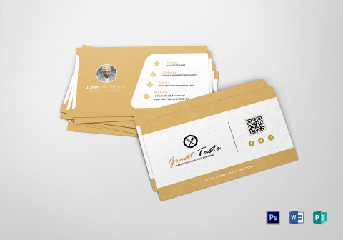 Restaurant Chef Business Card Design Template in PSD, Word, Publisher