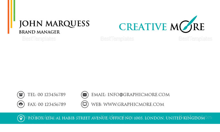 Brand Manager Business Card Design Template in Word, PSD, Publisher