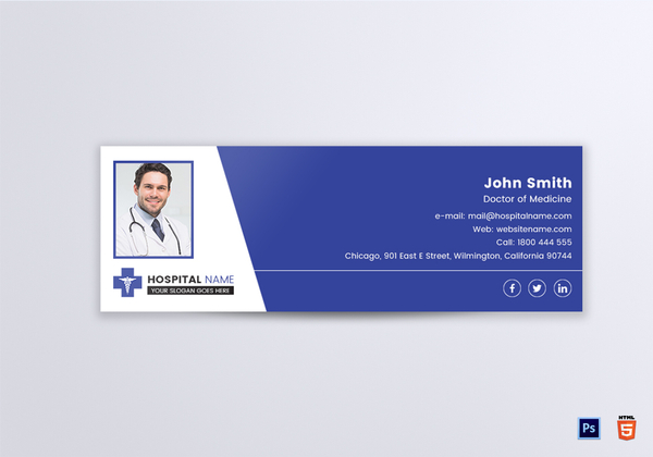 Clinic Email Signature Design Template in PSD, HTML