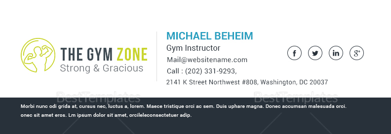 Gym Email Signature Design Template in PSD, HTML