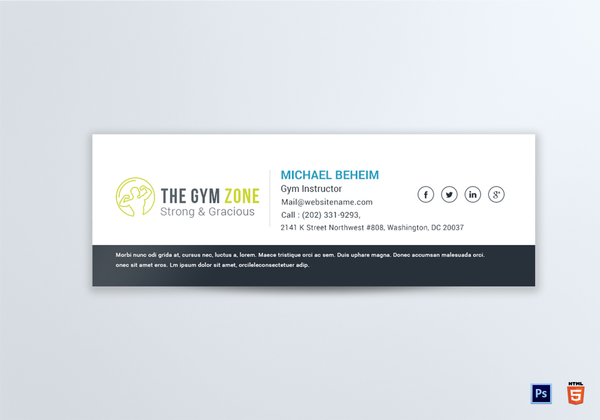 Gym Email Signature Design Template in PSD, HTML