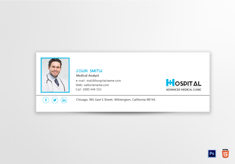 Hospital Email Signature Design Template in PSD, HTML