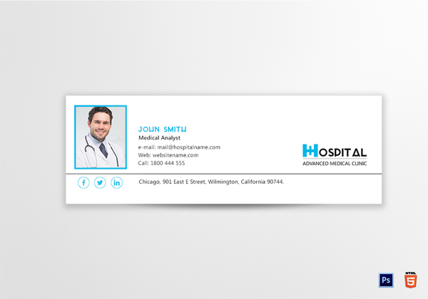 Hospital Email Signature Design Template in PSD, HTML