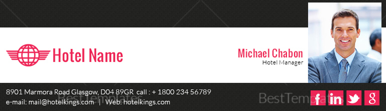 Hotel Email Signature Design Template in PSD, HTML