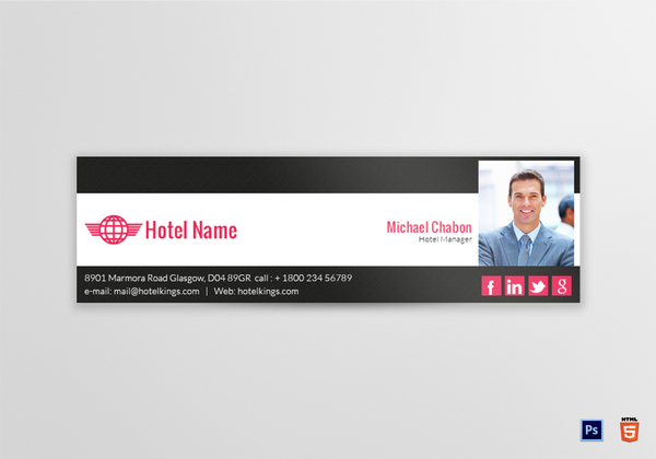 Hotel Email Signature Design Template in PSD, HTML