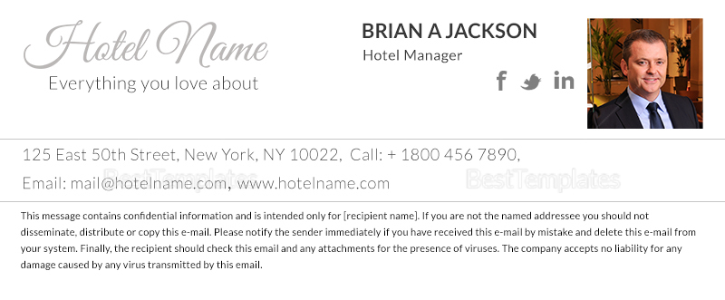 Hotel Travel Email Signature Design Template in PSD, HTML
