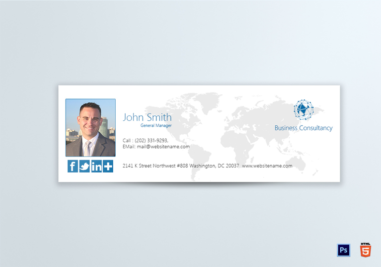 Business Consultancy Email Signature Design Template in PSD, HTML