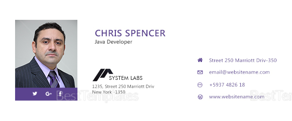 Java Developer Email Signature Design Template in PSD, HTML