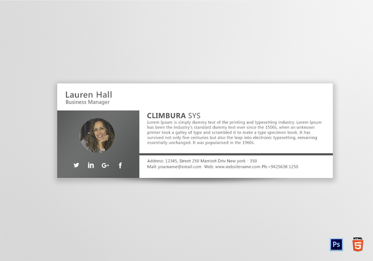 Business Manager Email Signature Design Template in PSD, HTML