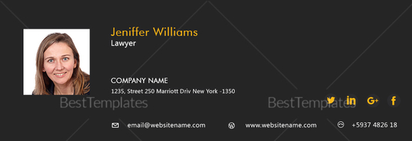 Lawyer Email Signature Design Template in PSD, HTML
