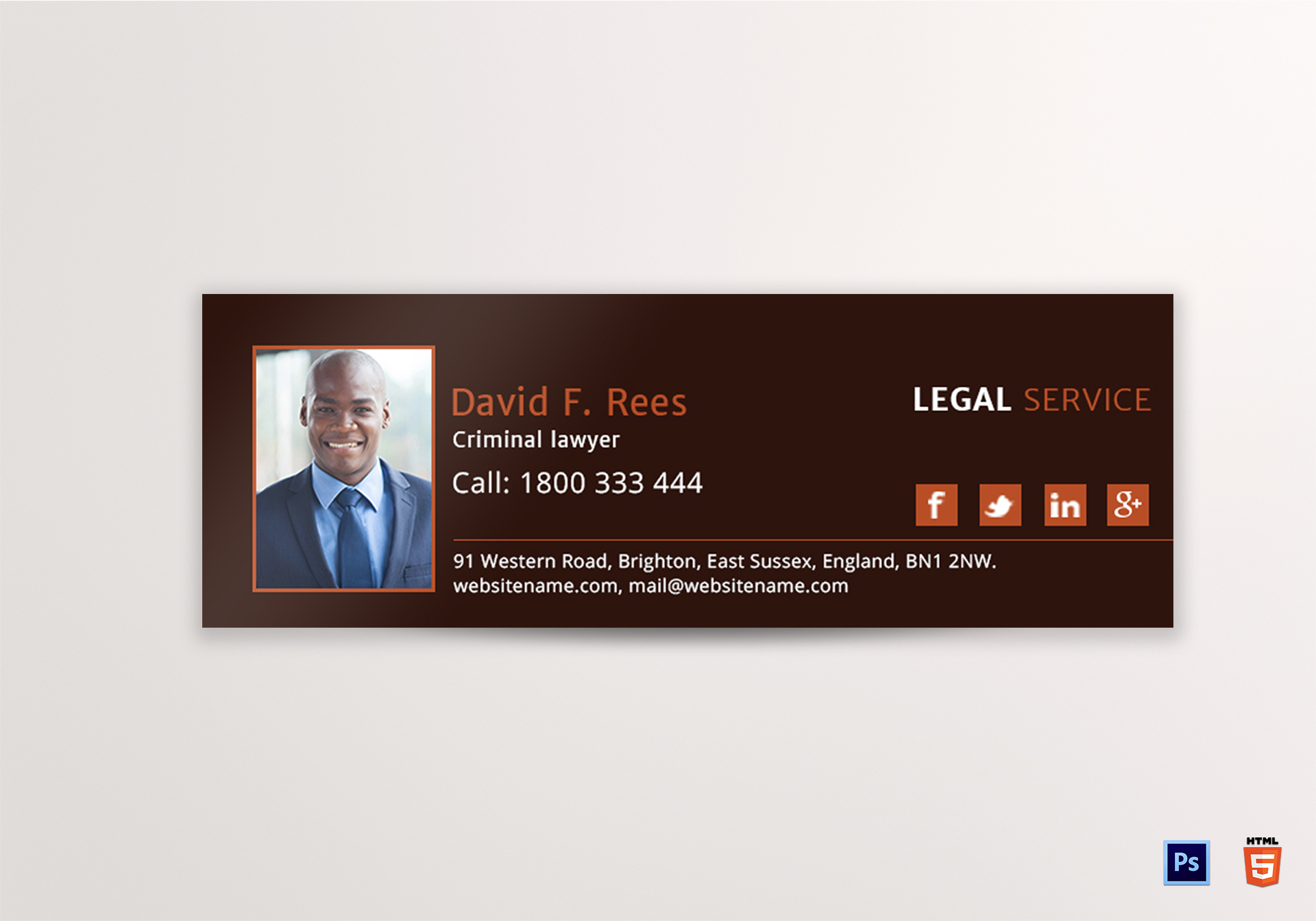 Legal Services Email Signature Design Template in PSD, HTML