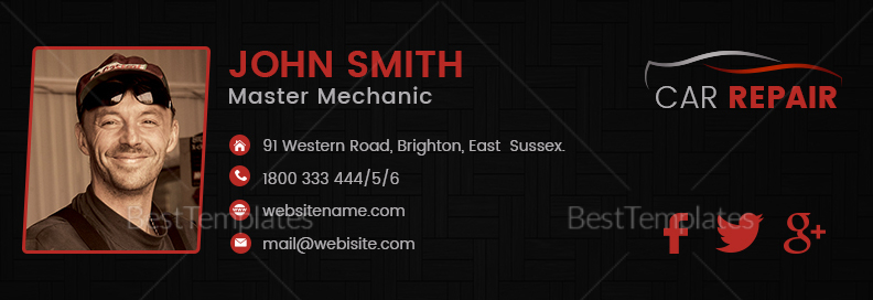Car Repair Email Signature Design Template in PSD, HTML