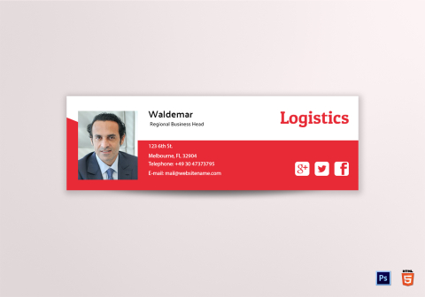 Logistics Email Signature Design Template in PSD, HTML