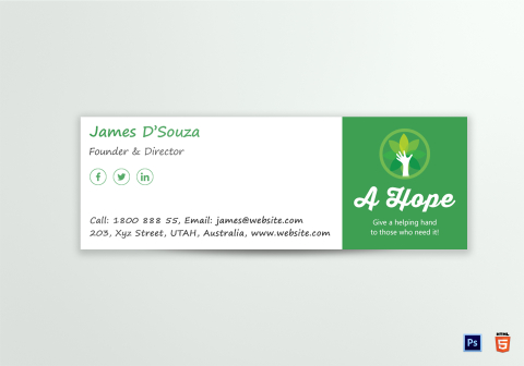Charity Email Signature Design Template in PSD, HTML