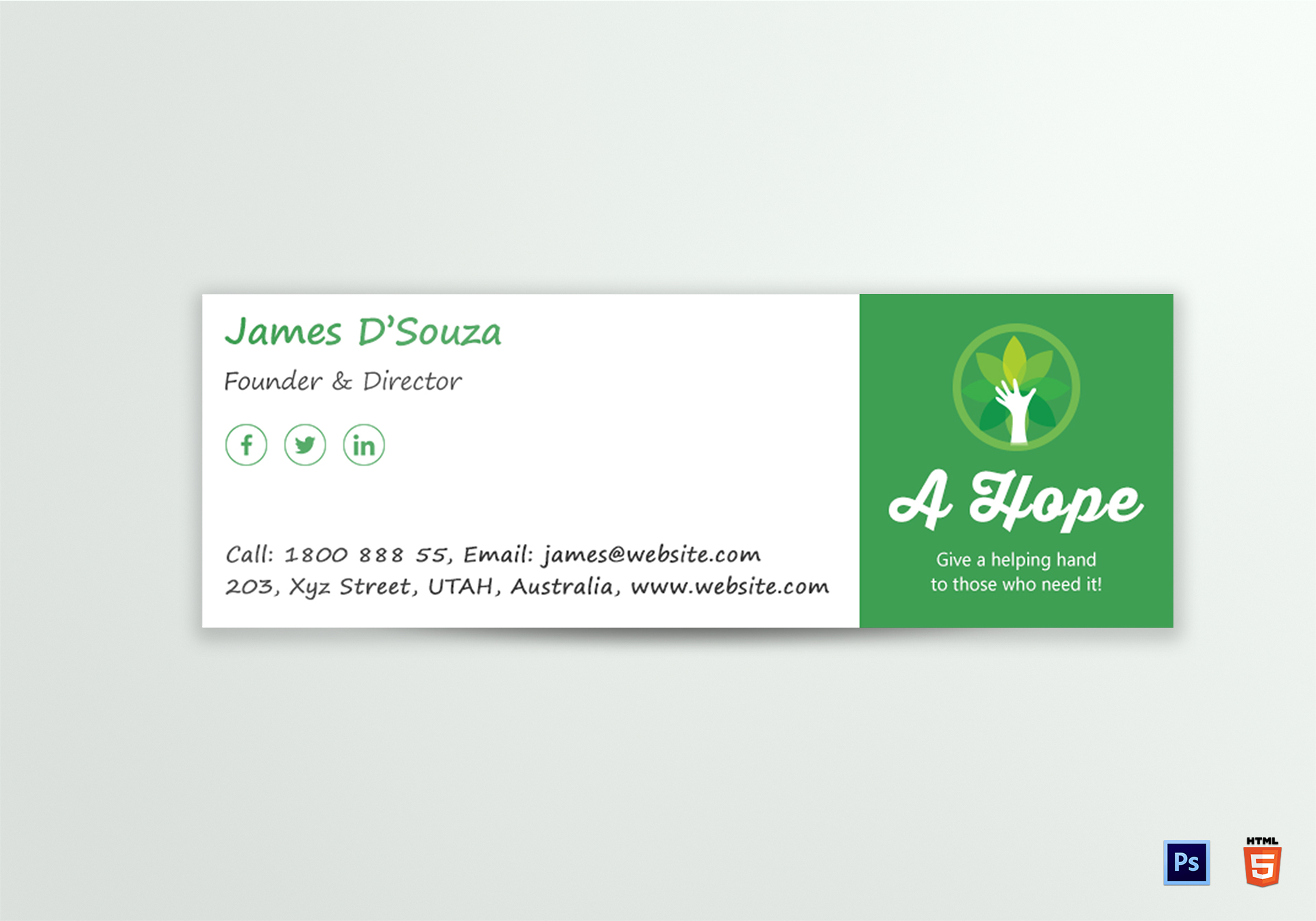 Charity Email Signature Design Template in PSD, HTML