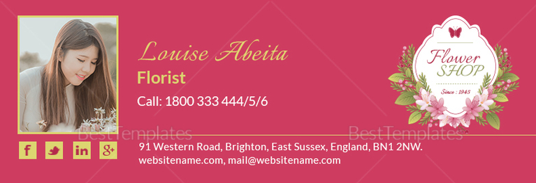 Flowershop Email Signature Design Template in PSD, HTML