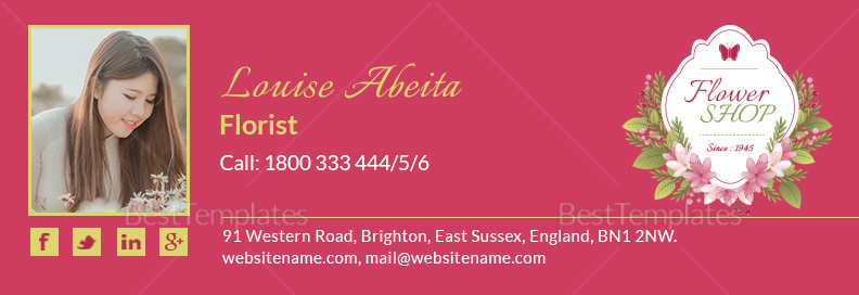 Flowershop Email Signature Design Template in PSD, HTML