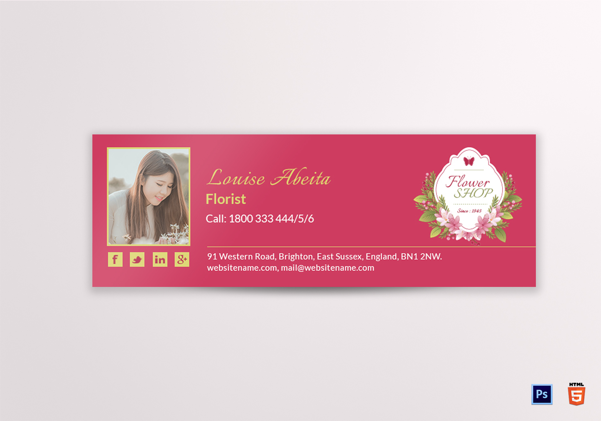 Flowershop Email Signature Design Template in PSD, HTML