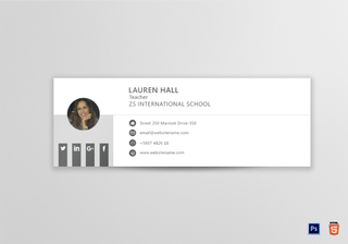 Teacher Email Signature Design Template in PSD, HTML