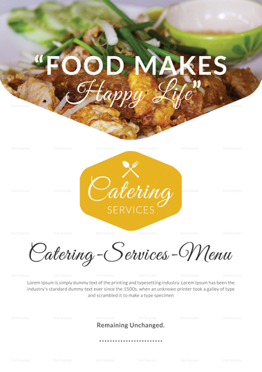 Food Catering Service Menu Design Template in PSD, Word, Publisher