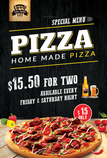 Pizza Menu Table Tent Design Template in PSD, Word, Publisher