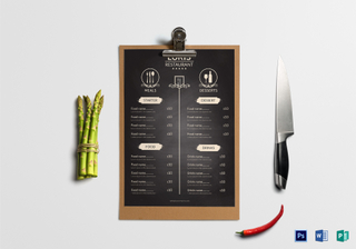 Restaurant Front Menu Design Template in PSD, Word, Publisher