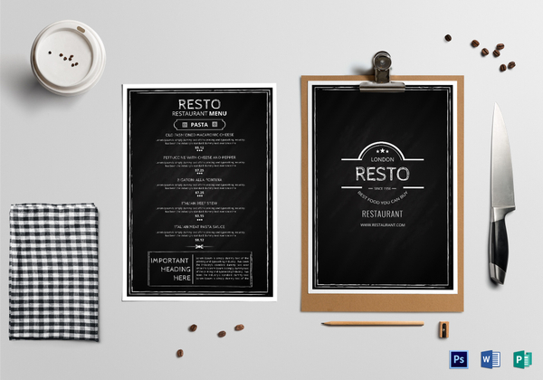 Modern Restaurant Menu Classic Design Template in PSD, Publisher, Word