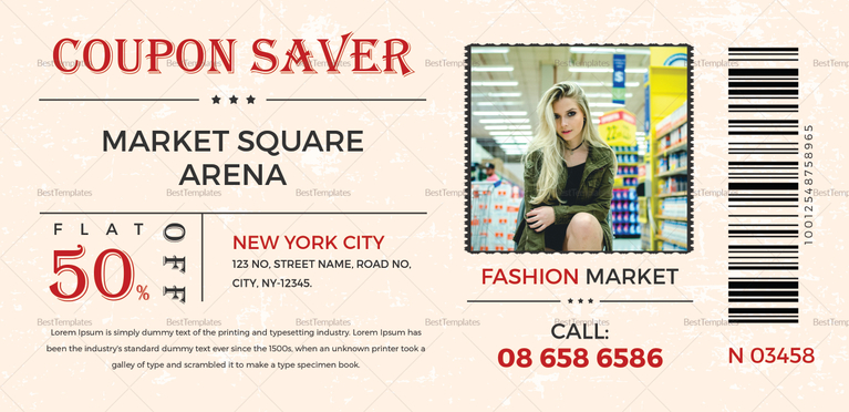 Marketing Coupon Design Template in Word, PSD, Pages, Publisher
