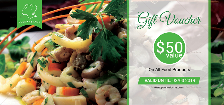 Food Gift Voucher Design Template in PSD, Word, Publisher, Pages ...