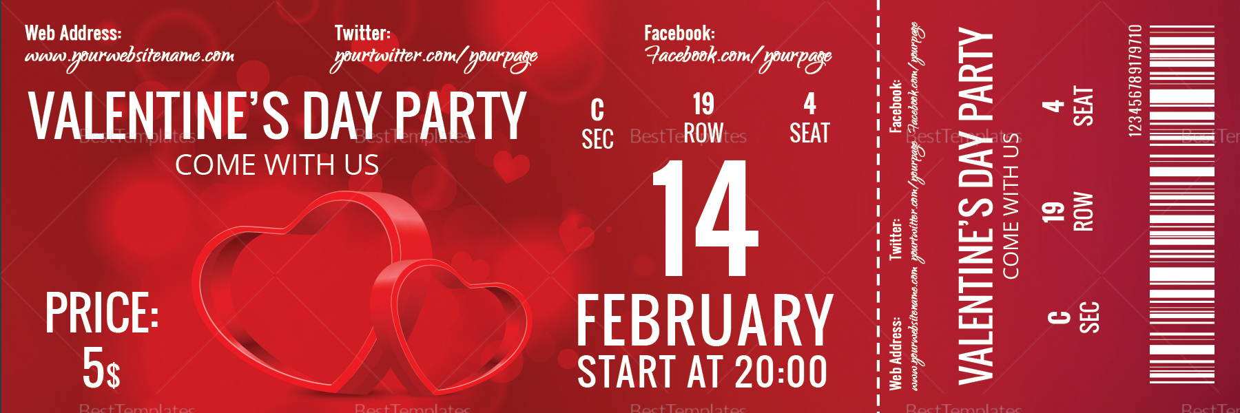 Printable Valentine Ticket Template