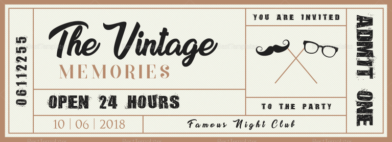 Vintage Event Ticket Design Template in Word, PSD, Pages, Publisher