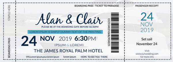 Boat Boarding Pass Invitation Ticket Design Template in PSD, Word ...