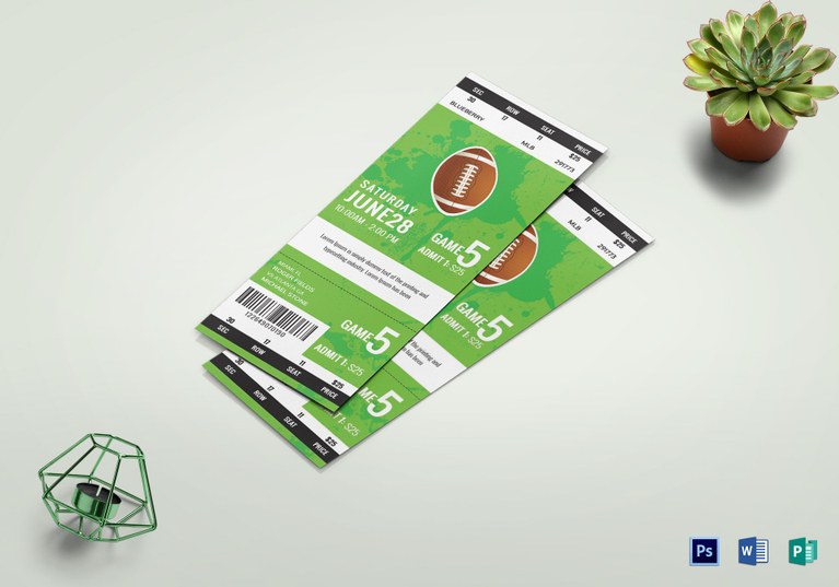 Rugby Game Ticket Design Template in Word, PSD, Pages, Publisher