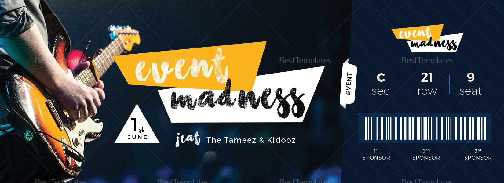 Creative Event Ticket Design Template in PSD, Word, Publisher, Pages