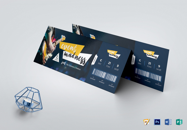 Creative Event Ticket Design Template in PSD, Word, Publisher, Pages