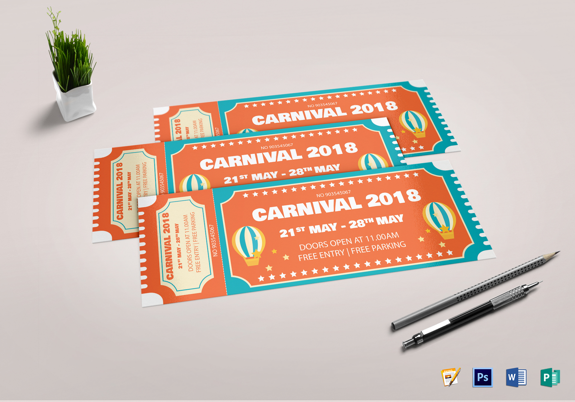 Carnival Event Ticket Design Template In PSD Word Publisher Pages