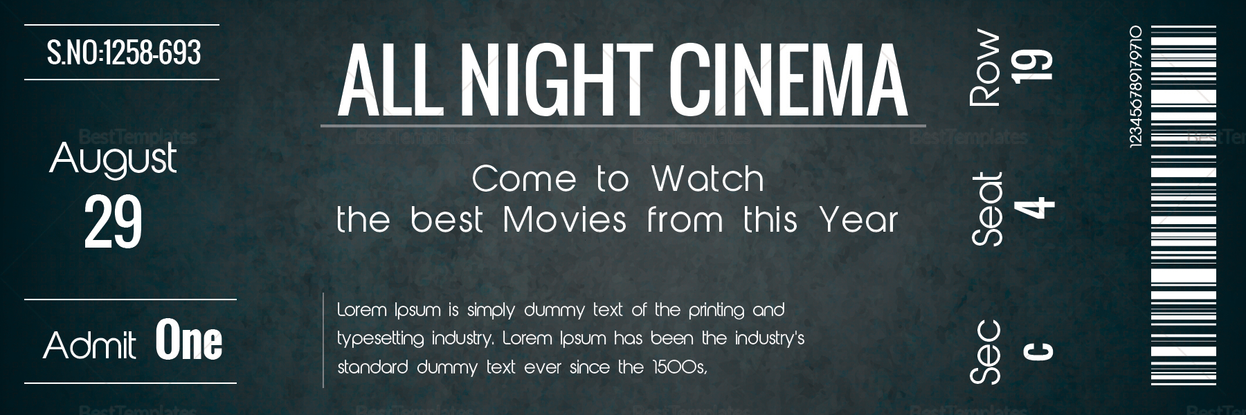 Stylish Fabric Ticket Design Template in Word, PSD, Pages, Publisher