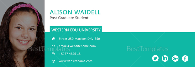 Postgraduate Student Email Signature Design Template in PSD, HTML